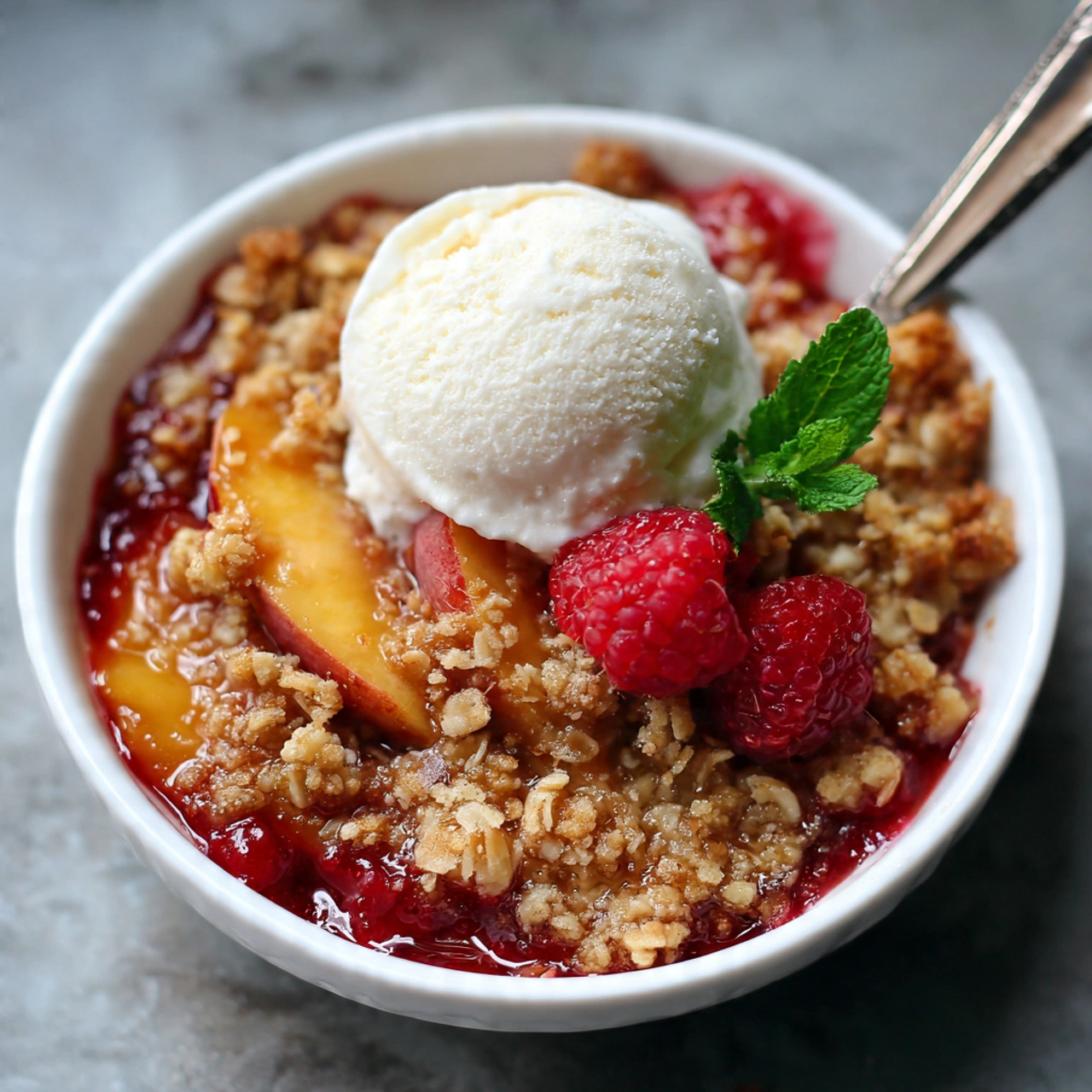 Peach & Raspberry Crisp